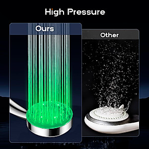 PinWin LED Shower Head, 8'' Large LED Rainfall Shower Head with 16'' Adjustable Upgraded Extension Arm,High Pressure Handheld Spray with LED Color Changing Based on Water Temperature,Easy Installation