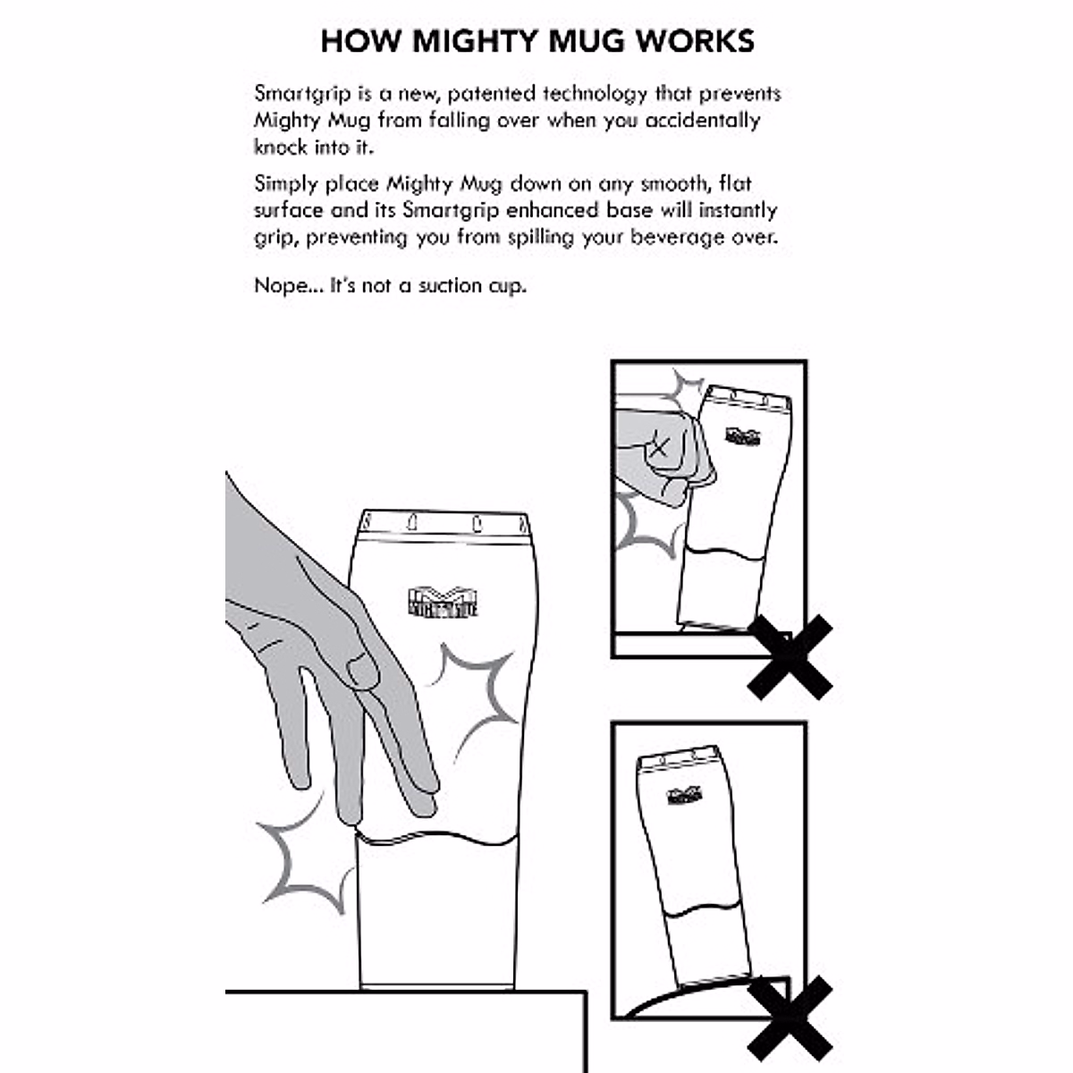 Mighty Mug Charcoal Non-Tip Travel Mug - Double-Wall Insulated - Keeps Coffee, Tea and Drinks Hot 16oz