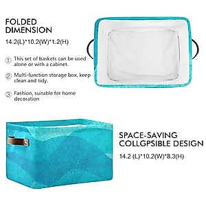 Watercolour Waves Storage Basket Bins Foldable Toy Baskets Organization with Handles Laundry Hamper for Living Room Clothes Nursery Closet Shelf Playroom,2 pcs