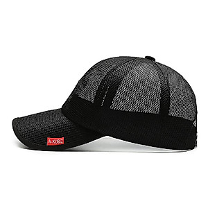 GEGEEN DOMOG Summer Mesh Baseball Cap for Men Women Trucker Mesh Hat Baseball Hats Outdoor Sports Running hat (202246*Black)
