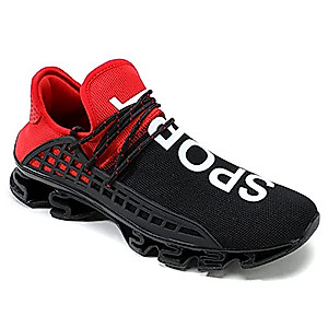 PRECKIN Mens Running Shoes Breathable Slip On Sneakers Non Slip Casual Athletic Walking Tennis Shoes for Men Red,8.5