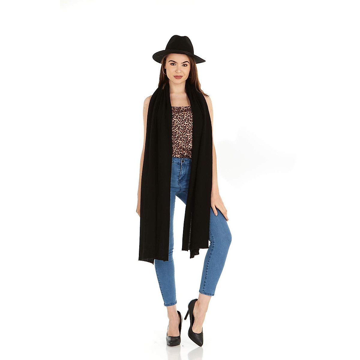 Manio Cashmere 100% Cashmere Knitted Wrap Pashmina Shawl Extra Large Scarf Stole for Women Travel