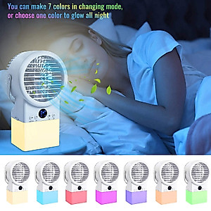 Kentaly Portable Air Conditioner Fan, 4 in 1 Personal Air Conditioner Cooler with Timing, 3 Speeds Mini Air Conditioner Portable, Quiet Desk Air Conditioner Fan Portable AC Unit with 7 Colors Light