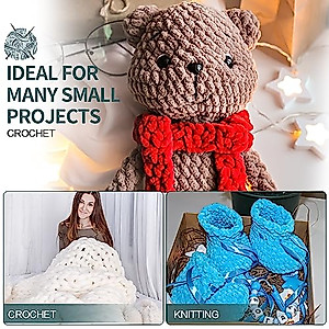 Xinnun 12 Skeins Plush Yarn, Thick Chenille Yarn, Soft Blanket Velvet Yarn for Knitting DIY Craft Total Length 1116 Yards, Fluffy Yarn for Crocheting Sweater Shawl Toy, 3.5 Oz/Skein (Simple Color)