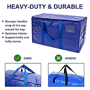 6-Pack Extra Large Moving Bags Heavy Duty Reusable Moving Storage Bag Boxes Totes Bags Containers for Space Saving Storage, Carrying, Travelling, College Dorm Packing, Blue
