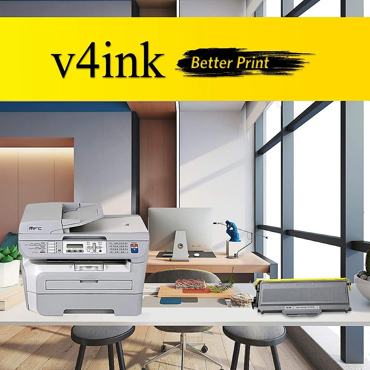 v4ink Compatible Toner Cartridge Replacement for Brother TN360 TN330 Work with HL-2140 HL-2170W DCP-7030 DCP-7040 MFC-7340 MFC-7345N MFC-7440N MFC-7840W Printer, 4-Pack