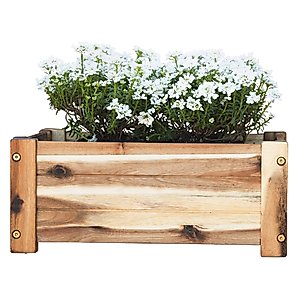 Thirteen Chefs Villa Acacia Wooden Planter Box - 17 Inch Rectangular Wood Planter for Garden, Patio, Window, Home Decor - Acacia Wood Plant Stand for Indoor or Outdoor Gardening