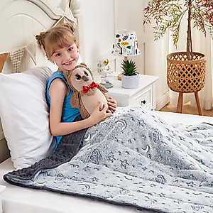 yescool Weighted Blanket 5 Pounds Weighted Lap Blanket, Glow in The Dark Star Heavy Blanket for Sleeping, Washable Warm Minky Weighted Throw Blanket for 40-60lbs, 36"x48"