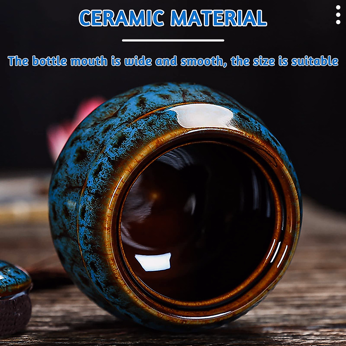 BLLREMIPSUR 2 PCS Ceramic Canister for Loose Leaf Tea, Beautiful Chinese Style Tea Containers with Tassel, Small Tea Coffee Sugar Storage Organizer