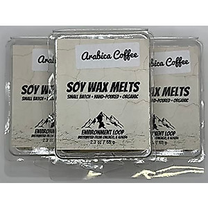 Arabica Coffee Soy Wax Melts - Maximum Scented 2.3 OZ Cube Bars (3 Pack)