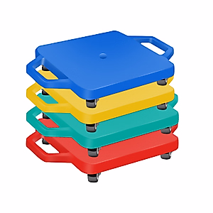 4 Pack Sports Scooter Board with Handles, Floor Scooter, Sitting Scooter Board for Kids Sports Activities, Age: Over 6 Years Old