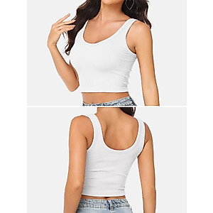 3 Pieces Womens Tank Tops Cute Sexy Going Out Ribbed Summer Tops Black White Crop Tops for Women(S055M-heibailv)