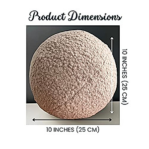 Teddy Ball Pillow, Lamb Fleece Ball Pillow, Sherpa Boucle Sphere Cushion, Round Throw Pillow, Orb Pillow, Accent Pillow (Beige)