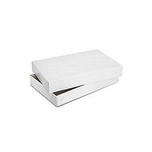 MagicWater Supply White Gloss Cardboard Apparel Decorative Gift Boxes with Lids 10x7x1.5 (20 Pack)