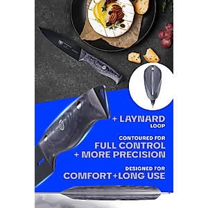 Dalstrong Paring Knife - 4 inch - Delta Wolf Series Knife - Ultra-Thin & Zero Friction Blade - HC 9CR18MOV Steel - Black Titanium Nitride Coating - G10 Camo Handle Kitchen Chef Knife - Leather Sheath