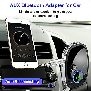 Friencity Aux Bluetooth Adapter for Car, Wireless Bluetooth 5.0 Audio Receiver w/ Hands-Free Calling Noise Cancelling for Car/Home Stereo System, Wired Headphones/Speaker, Music Streaming