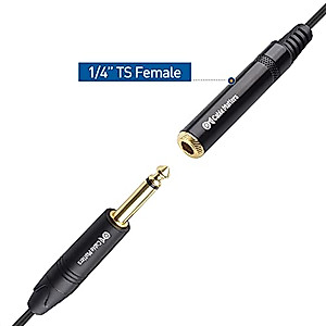 Cable Matters 2-Pack TS Male to 2X TS Female 1/4 Splitter Cable (6.35mm Splitter Cable) in Black - 0.2m / 6 Inches