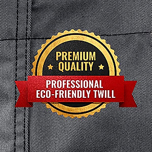 Under NY Sky No-Tie Armor Gray Apron – Durable Twill with Leather Reinforcement, Split-Leg – Adjustable for Men and Women – Pro Barber, Tattoo, Barista, Bartender, Baker, Hair Stylist, Server Apron