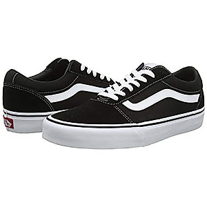 Vans Men's Ward Sneaker, Black Suede Canvas Black White C24, 14