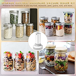Eazy2hD Mason Jar Vacuum Sealer, Electric Vacuum Sealer for Jars Compatible with FoodSaver Canning Sealer, Jar Vacuum Sealer Attachment Kit for Food Storage with Wide & Regular Mouth Mason Jars
