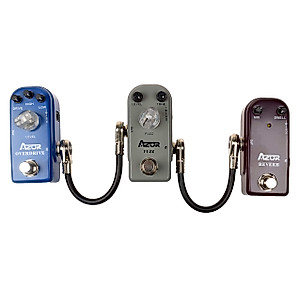 AZOR Guitar Patch Cables Right Angle 4 Inch 10cm 1/4 Instrument Cables for Guitar Effects Pedal 3 Pack (Silver)