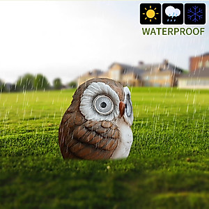 Solar Garden Light Owl Statue Outdoor Figurines Solar Powered LED Garden Decor Outdoor Ornaments Gift Statue for Yard and Pathway Waterproof Rein Charging Lighting Decoration