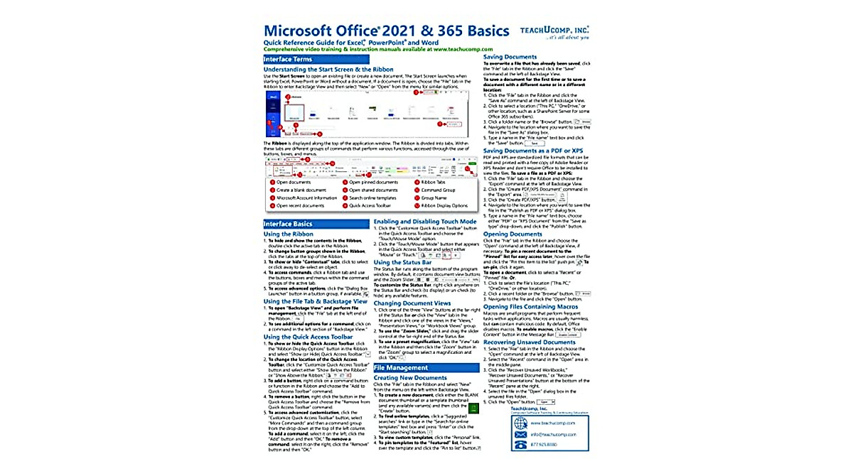 Microsoft Office 2021 & 365 Quick Reference Guide | Easy Tips for Excel, Word, PowerPoint