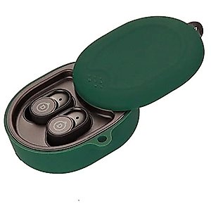 DAYJOY Soft Silicone case Compatible with Devialet Gemini, Portable Protective Shockproof Scratch Resistant Carrying Case Cover Sleeve with Carabiner Accessories (Green)