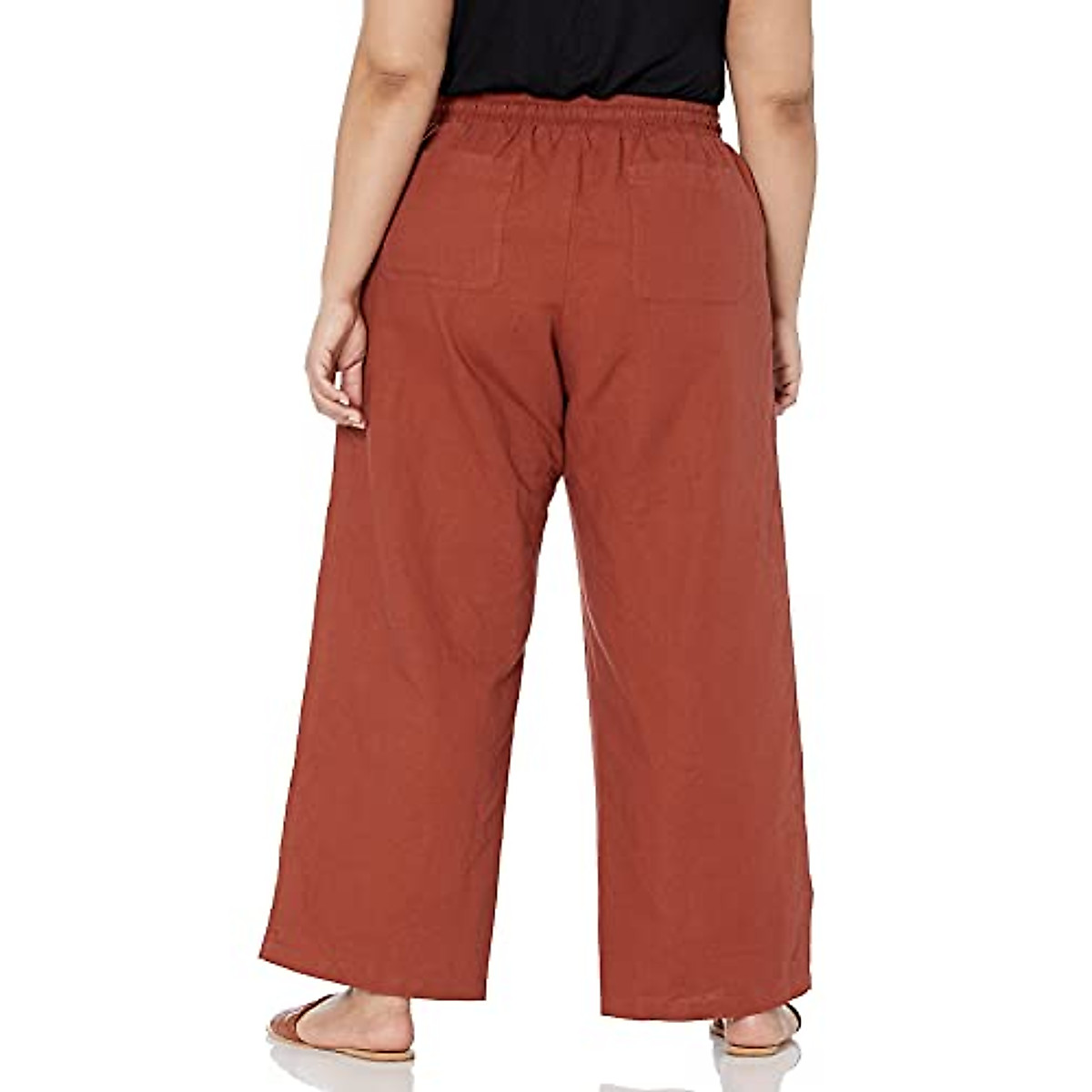 Amazon Essentials Women's Linen Blend Drawstring Relaxed Fit Wide Leg Pant (Available in Plus Size), Terracotta, 3X