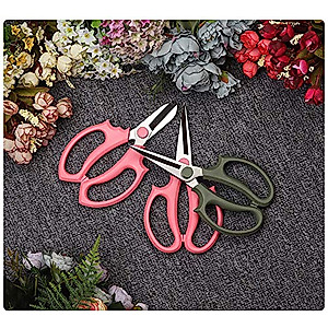 Leize Garden Flower Scissors, Premium Thickened Stainless Steel Floral Shears, Strong Pruner for Flowers, Branches and Leaves