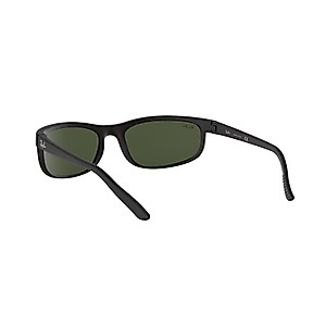 Ray-Ban Unisex Rectangular Sunglasses Black Frame Green Lens