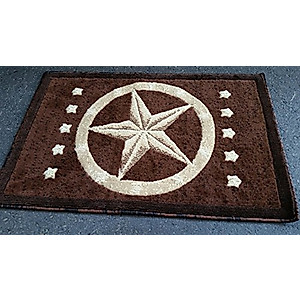 Texas Star Door Mat Area Rug Dark Brown Carpet King Americana Design #5457 (2ft.x3ft.)
