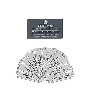 50 Facón Platinum Japanese Stainless Steel Double Edge Razor Blades for Safety Razor - Close Smooth Shaving Experience - 200+ Shaves