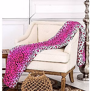 JS HOME Pink Leopard Skin Queen Size Blanket Throw Super Soft, (80"x80")