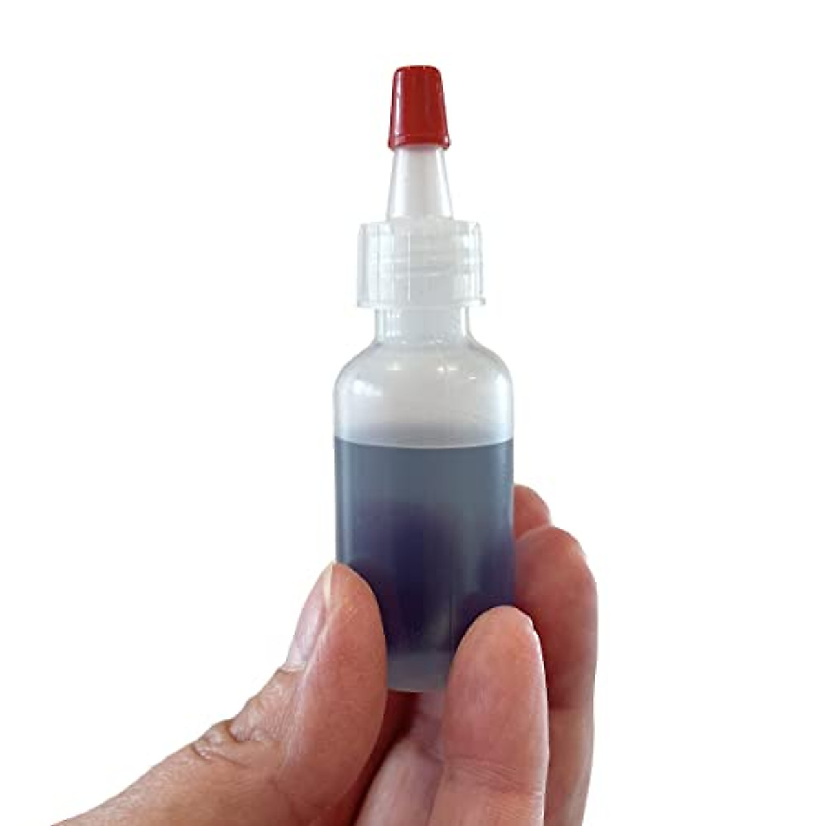 510 Central Yorker Squeeze Bottles (1/2oz, 12 Pack) Boston Round with Red Tip Caps - LDPE Plastic - Made in USA