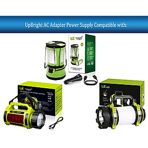 UpBright 5V AC/DC Adapter Compatible with LE Lighting Ever Lantern Rechargeable LED Searchlight Camping Lamp Detachable Flashlight 3300012 3300012-DW 3300006 3300019 5VDC Power Supply Battery Charger