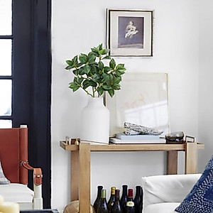 HO2NLE 2 PCS Artificial Shrubs Plants Real Touch Fake Green Leaves Stems Silk Greenery for Floral Arrangements Indoor Outdoor Table Centerpieces Garden Office Home Patio Yard