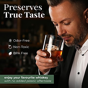 Vivocci Unbreakable Tritan Plastic 12.5 oz Whiskey & Double Old Fashioned Bar Glasses - Thumb Indent Heavy Base - Ideal for Bourbon & Scotch - Upscale Men's Gift - Dishwasher Safe Barware - Set of 4