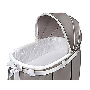 Wishes Oval Rocking Baby Bassinet with Bedding, Storage, and Pad