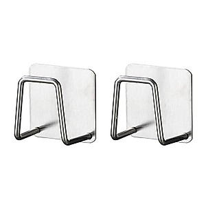 XPBEW Set of 2 Stainless Steel Sponge Drainer Rack for Sink Space Saving Hook with Back Adhesive Kitchen Organization Tool