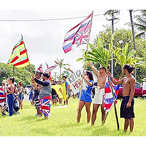 2 Pack Set America State Hawaii & Kanaka Maoli Flag 3x5 Ft Large, Both Sides moderate-outdoor&indoor 3' x 5' Kamehameha Hawaiian Flags House Decoration Banner Yard Gifts