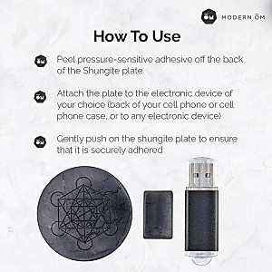 Shungite Plates for Cell Phones, Tablets, Laptops | Shungite Stone Stickers for Electronics with Sacred Geometry – Set of 2, Large Plate with Metatron’s Cube