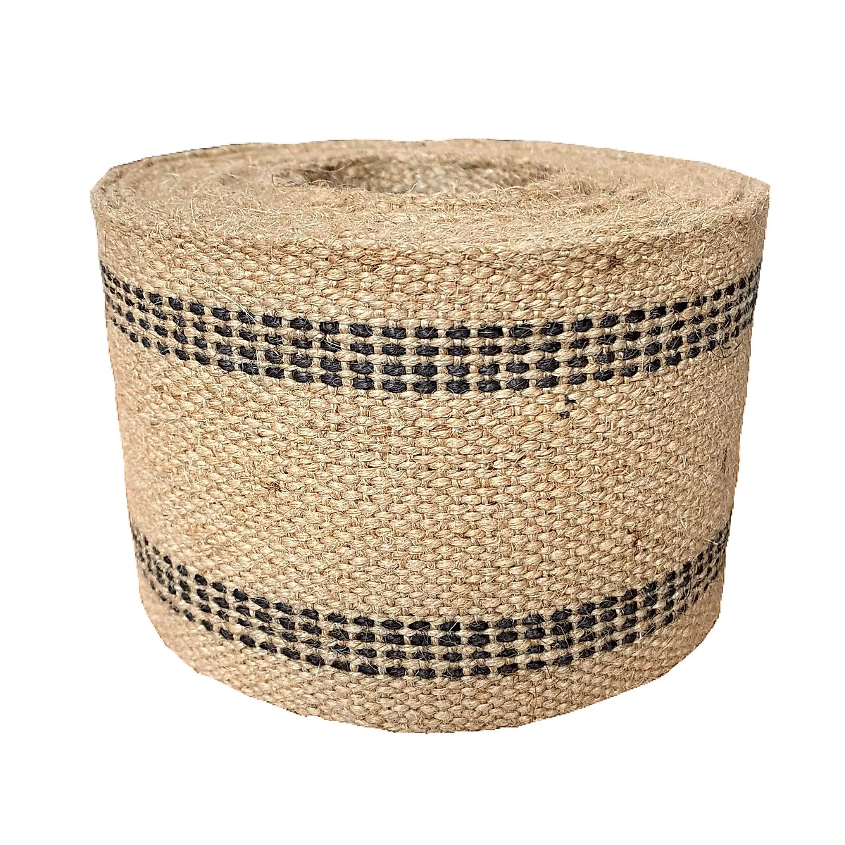 Black Stripe Jute Webbing for Upholstery and Crafts, 3.5 Inches X 12 Yards