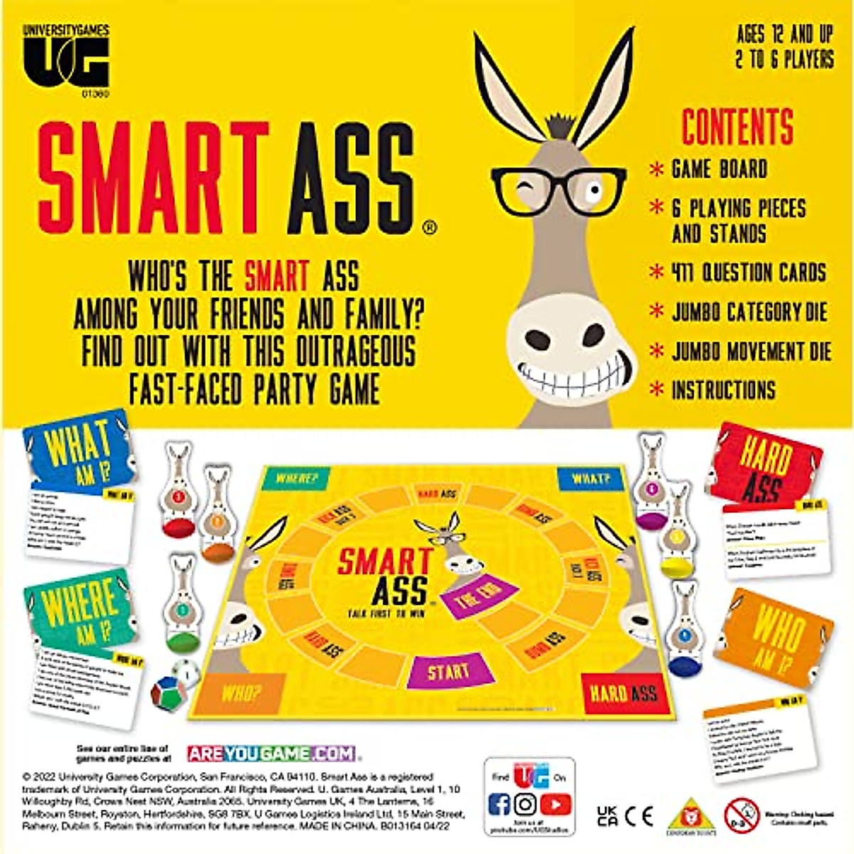 University Games | Smart Ass Trivia The Ultimate Who, What, Where Party Game for Families and Adults Ages 12 and Up and 2 to 6 Players