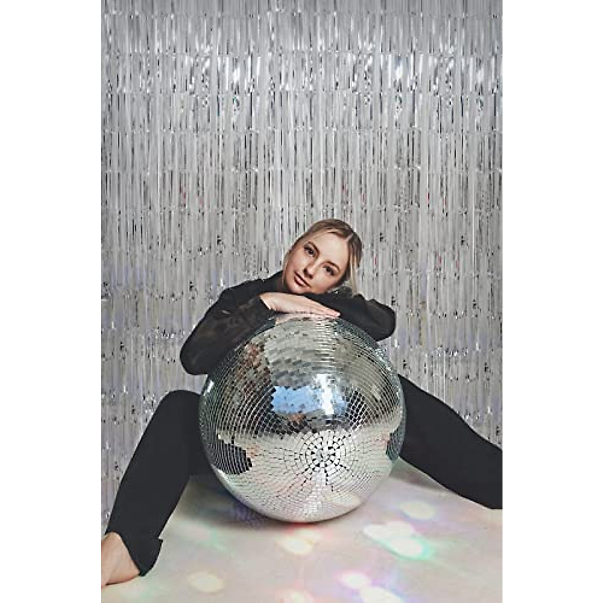 Silver Backdrop Curtains for Parties, Melsan 3.2 x 8 ft Foil Fringe Curtains Backdrop for Birthday,Engagement,New Year Eve, Disco Party Backdrop Decorations, Pack of 2