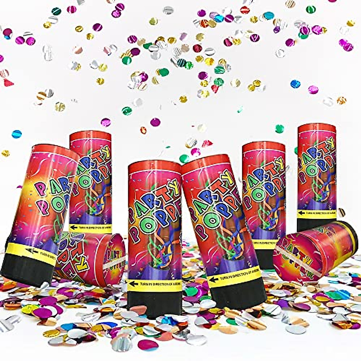 8 PCS Confetti Poppers Cannons for Wedding Birthday Graduation Baby Shower Fun Party Supplies Decorations and Favors