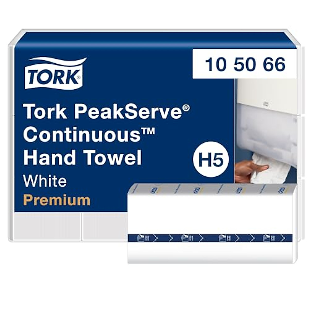 Tork PeakServe Continuous Paper Hand Towels White H5, Premium, Compressed, 12 x 270 sheets, 105066