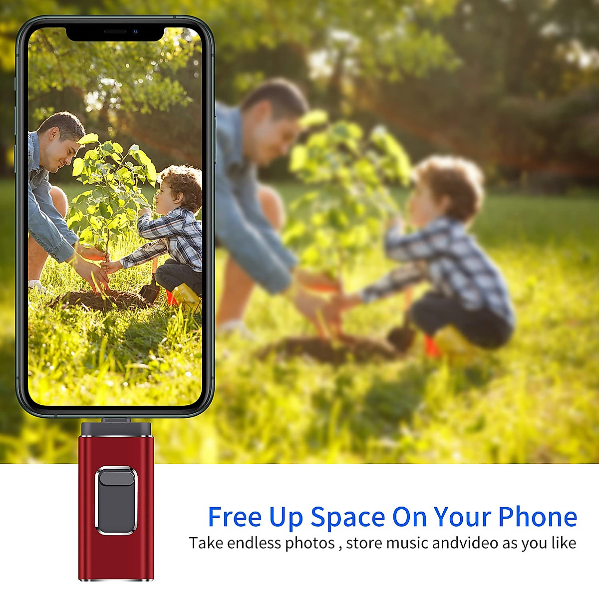 USB 3.0 Flash Drive 1000GB Intended for iPhone iPad, USB Memory Stick External Storage Thumb Drive Photo Stick Compatible with iPhone/iPad/and Computer (1000GB Red)…