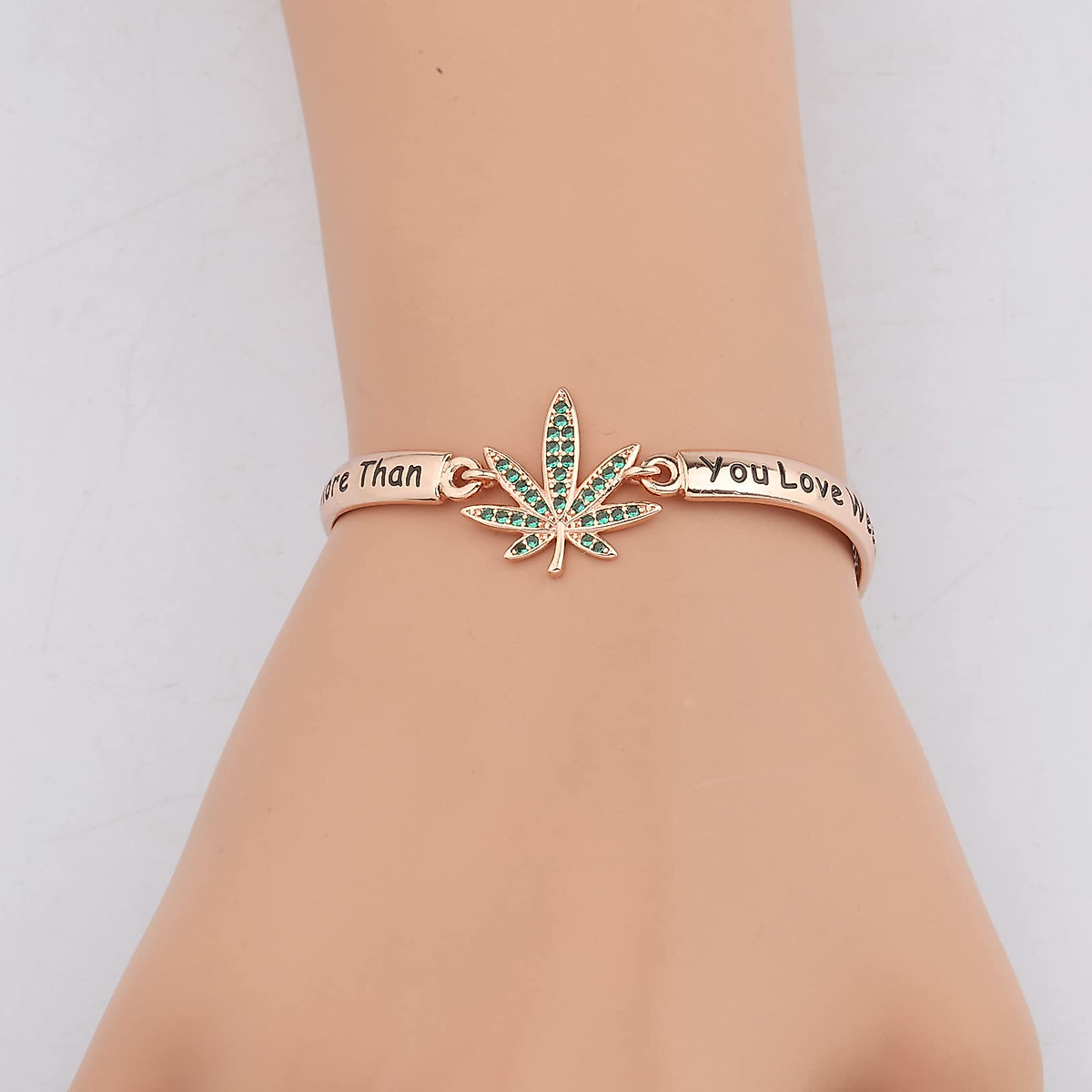 FOTAP 420 Gift Marijuana Jewelry I Love You More Than You Love Weed Bracelet Weed Gift Valentine’s Gift (Weed RG-B)