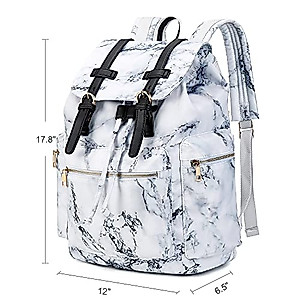 Bluboon Girls School Backpack Women College Bookbag Lady Travel Rucksack 15.6Inch Laptop Bag with Charge Port (A-Marble)